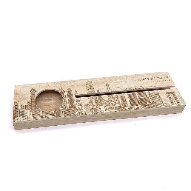 Personalized City Skyline Wine Serving Tray