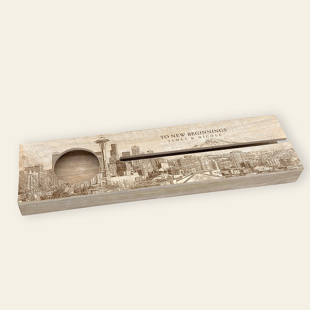 Personalized City Skyline Wine Serving Tray
