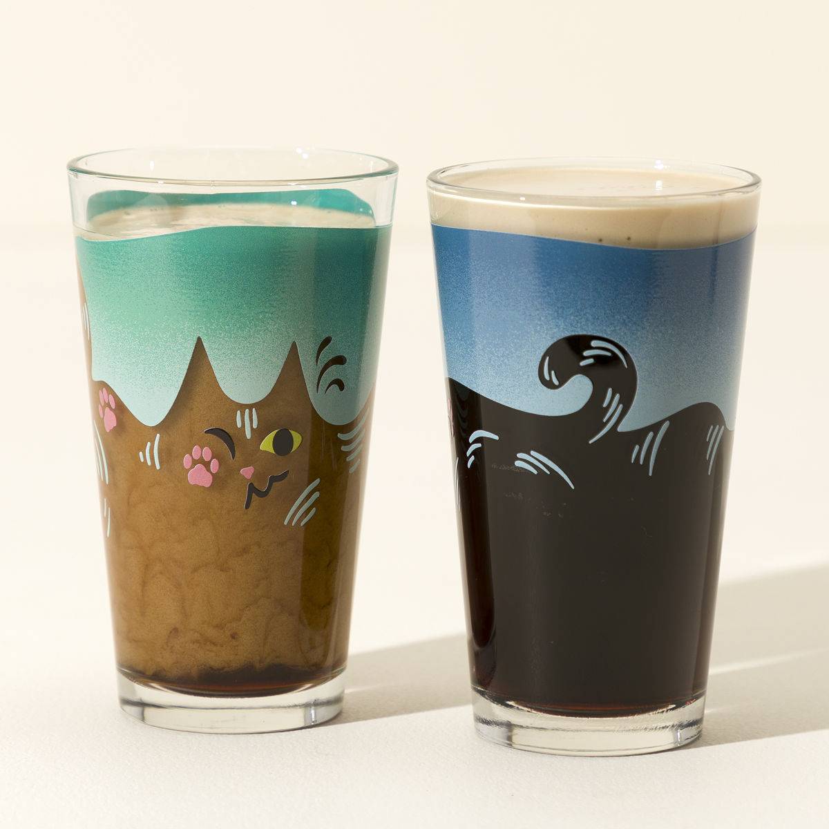 Uncommon Goods | Purr-fectly Poured Cats Glass Set | Pint glass