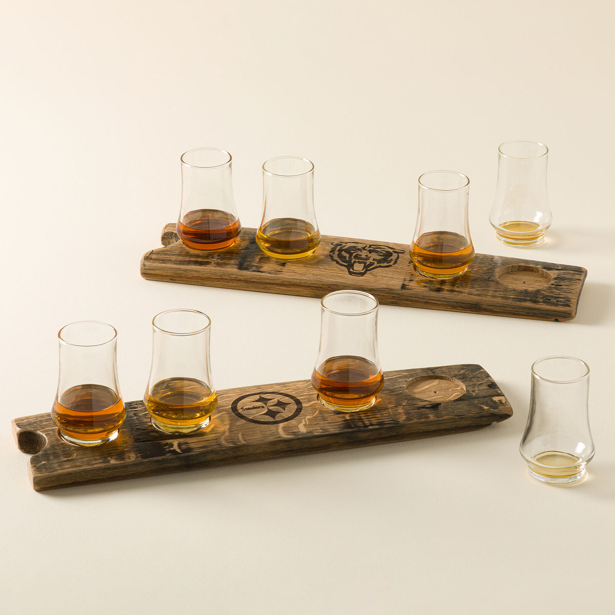 Uncommon Goods | NFL Barrel Stave Whiskey Flight with Glasses