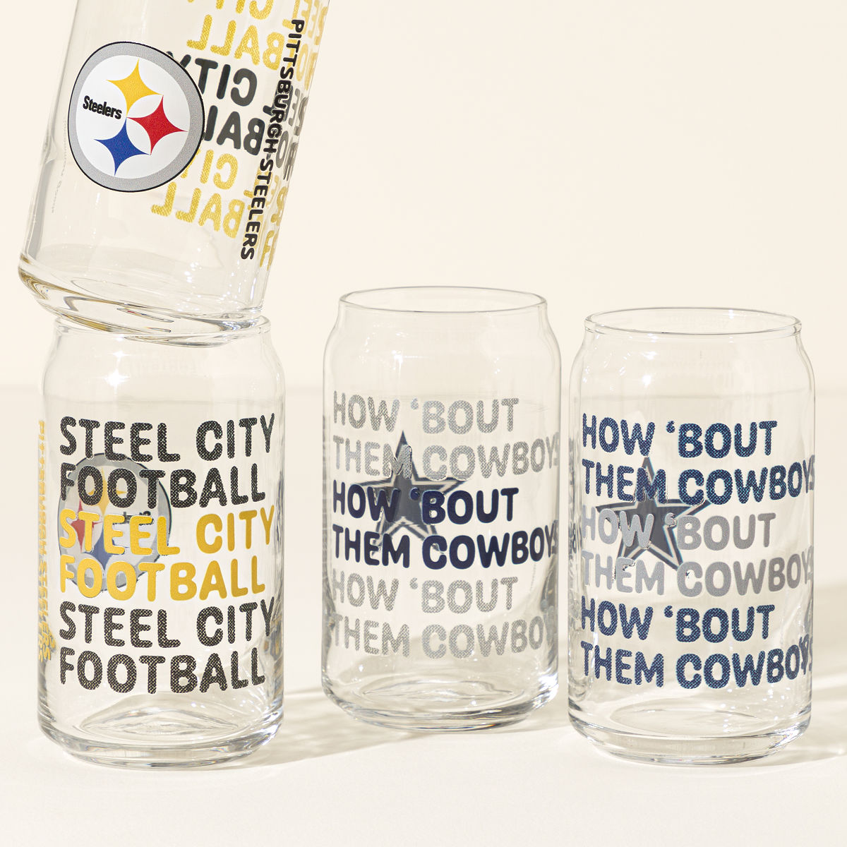 Uncommon Goods | Show Your Spirit! NFL Can-Shaped Glass Set | NFL Glass