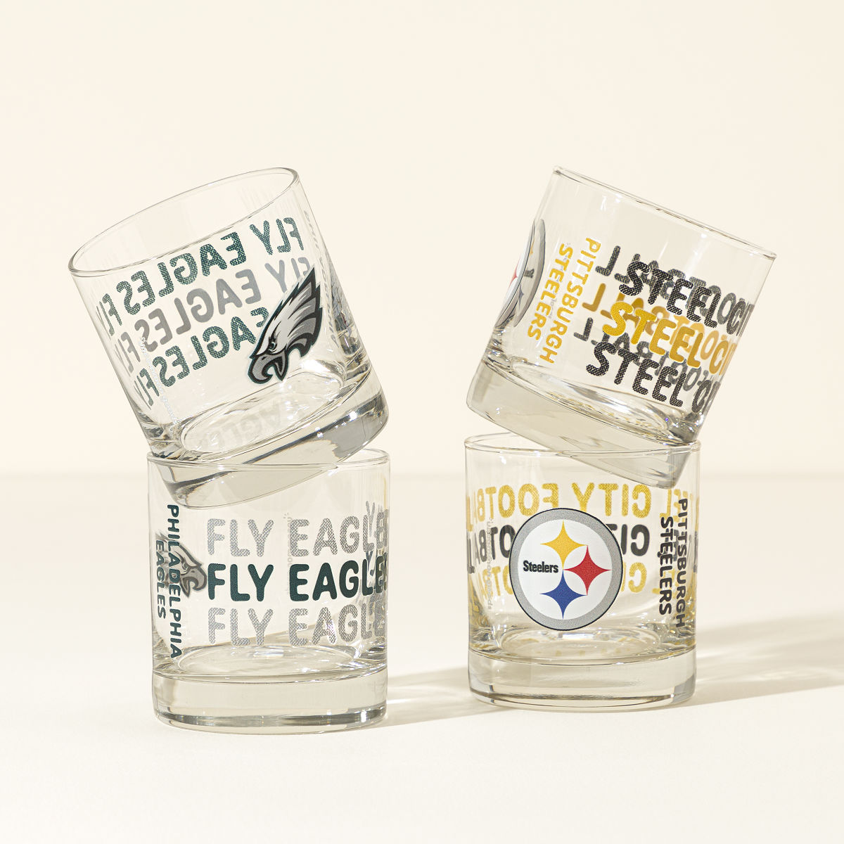 Uncommon Goods | Show Your Spirit! NFL Rocks Glass Set | NFL Glasses