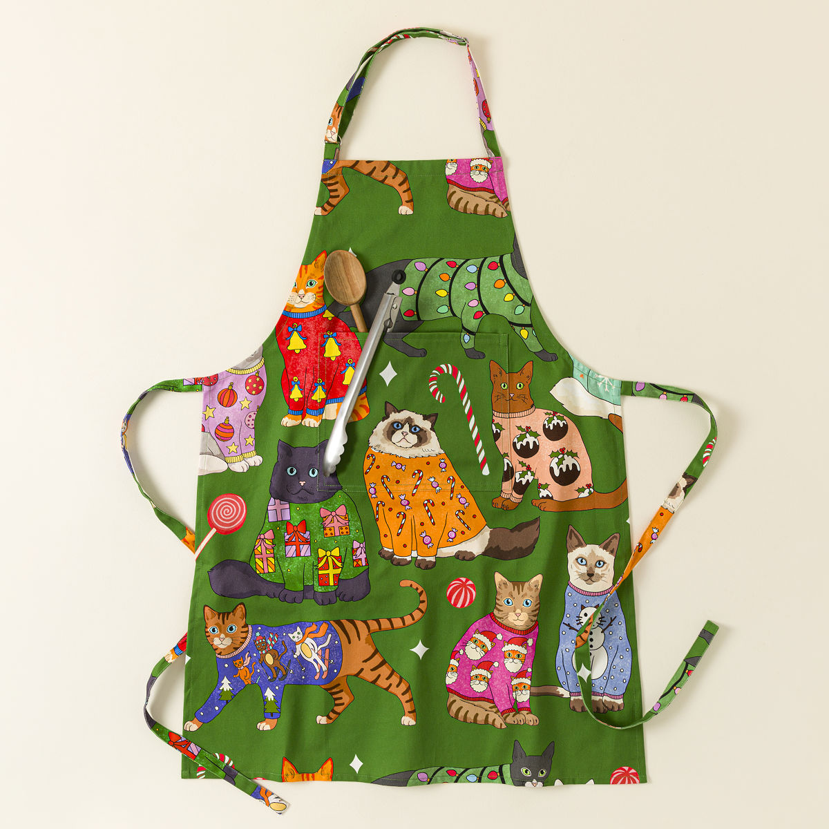 Uncommon Goods | Festive Cats Apron | Cat Christmas apron