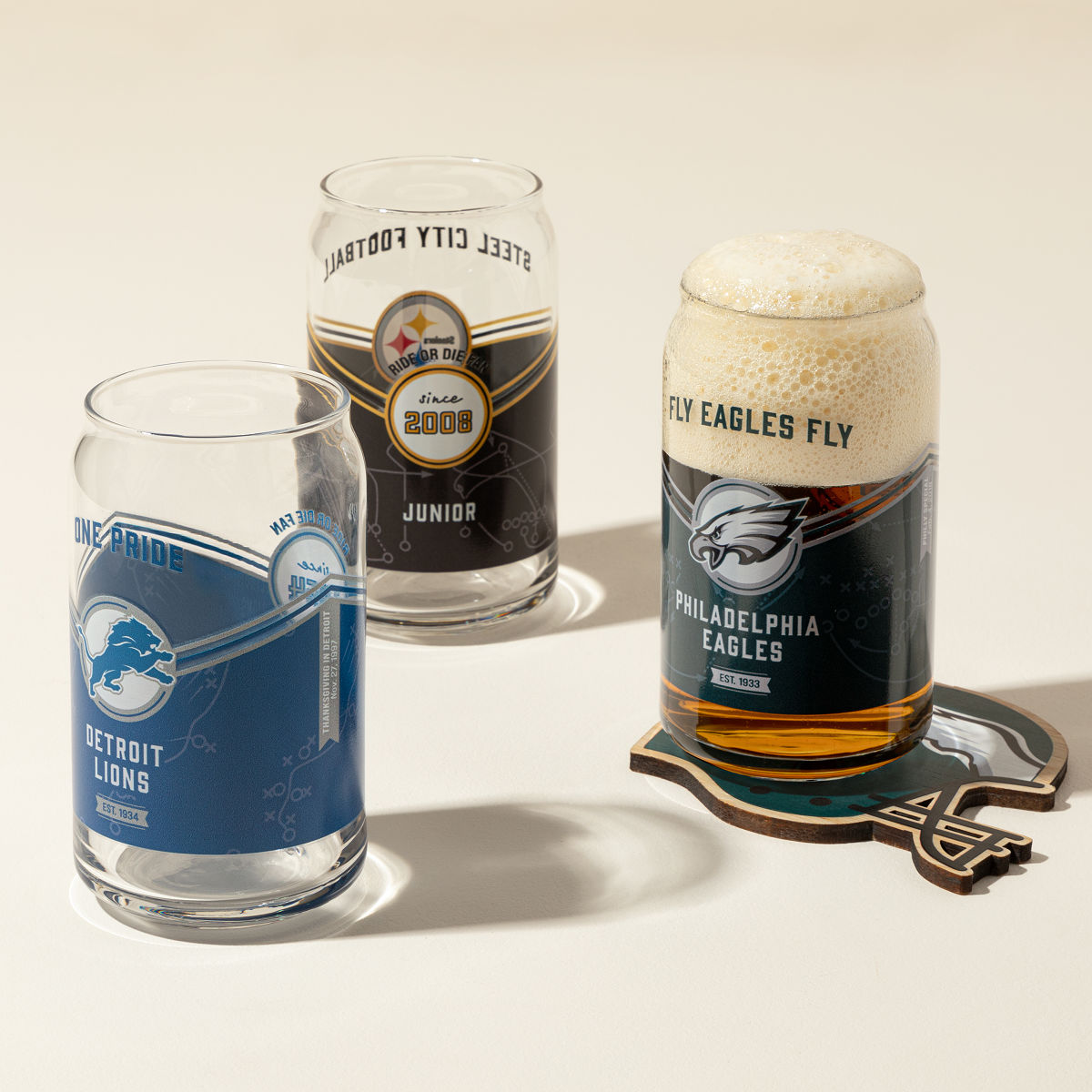 Uncommon Goods | NFL Game Day Personalized Can-Shaped Glass | NFL pint ...