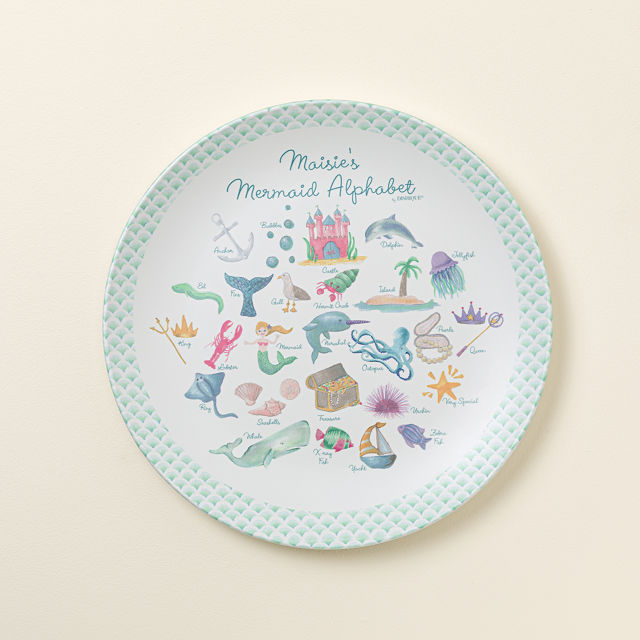 Uncommon Goods | Mermaid - Kids Personalized Alphabet Plate | Kids