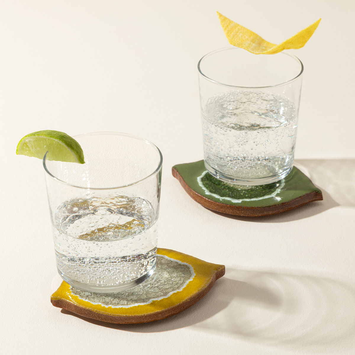 Uncommon Goods | Lemon & Lime Coaster Set | fruit coasters