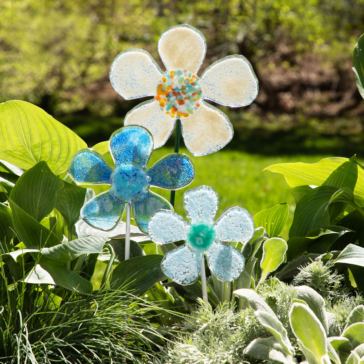 Uncommon Goods | Handmade Glass Garden Stakes - Daisy | daisy garden stake