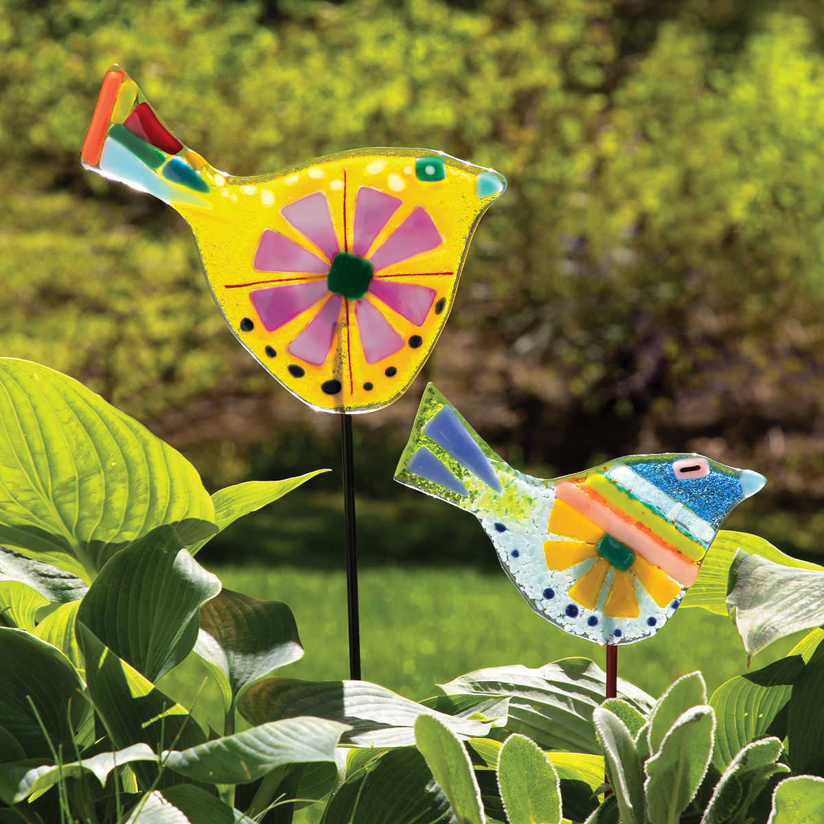 Uncommon Goods | Handmade Glass Garden Stakes - Bird | bird garden stake