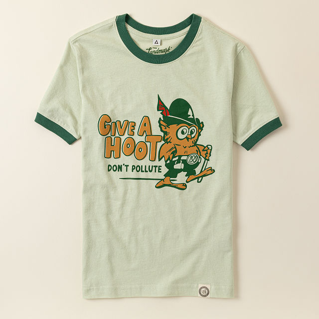 Give a Hoot Don't Pollute Kids Retro Ringer Tee