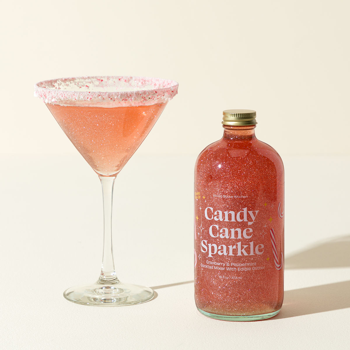 Uncommon Goods | Candy Cane Glitter Cocktail Mixer | holiday cocktail mixer