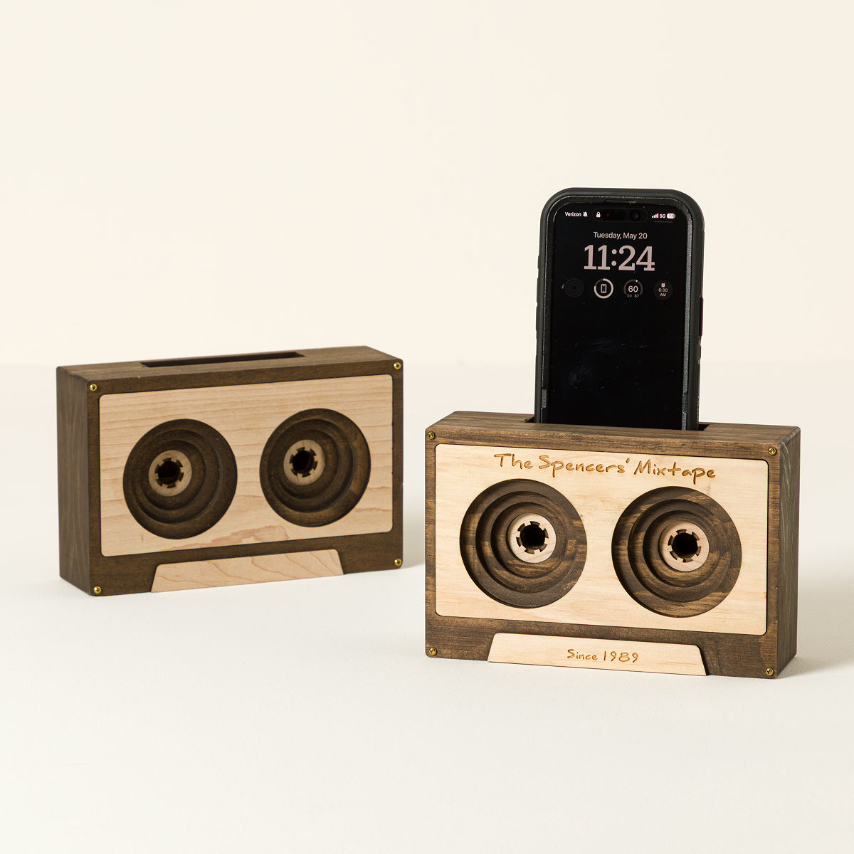 Uncommon Goods | Wooden Mixtape Phone Amplifier | acoustic phone speaker