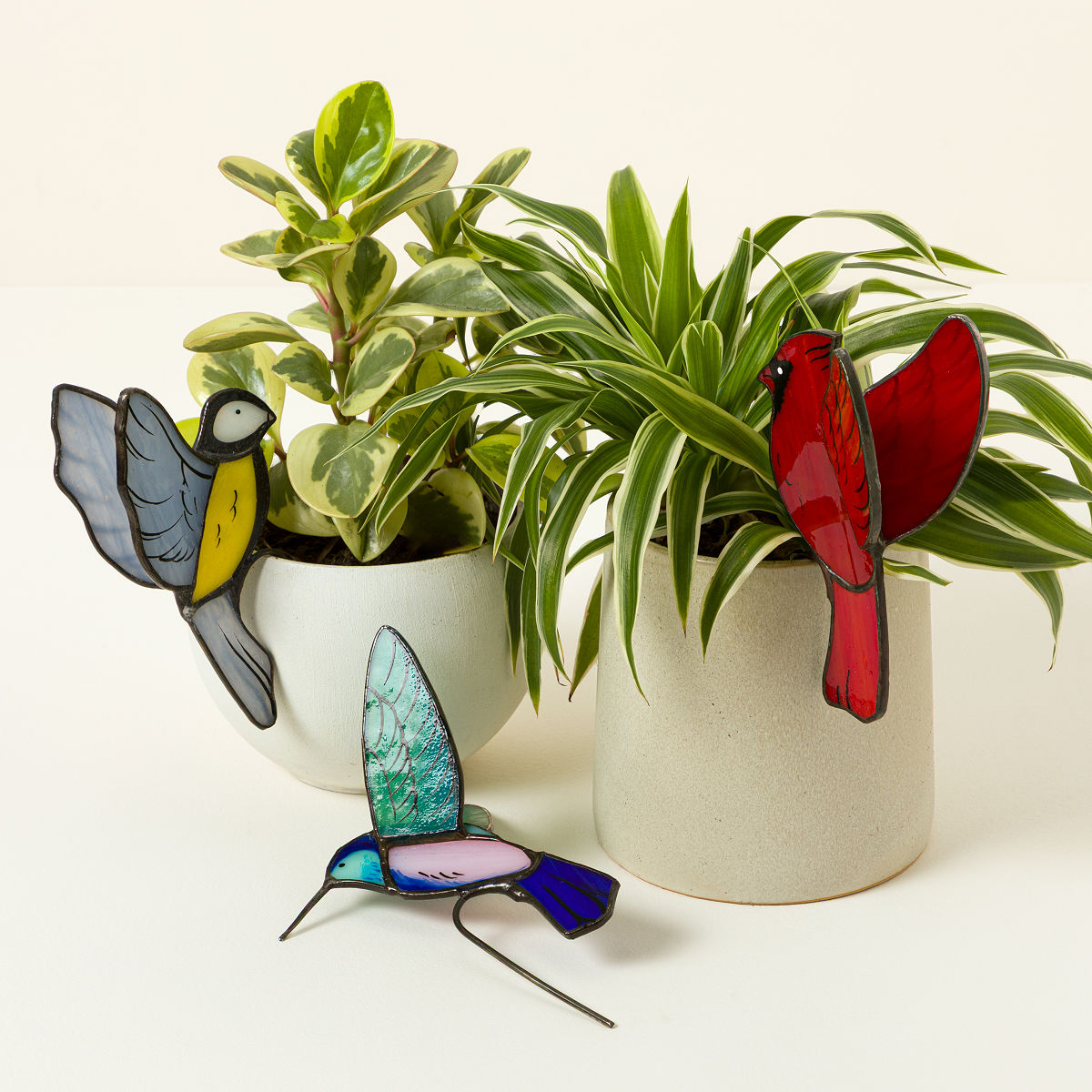 Uncommon Goods | Stained Glass Bird Pot Hugger | bird pot hugger