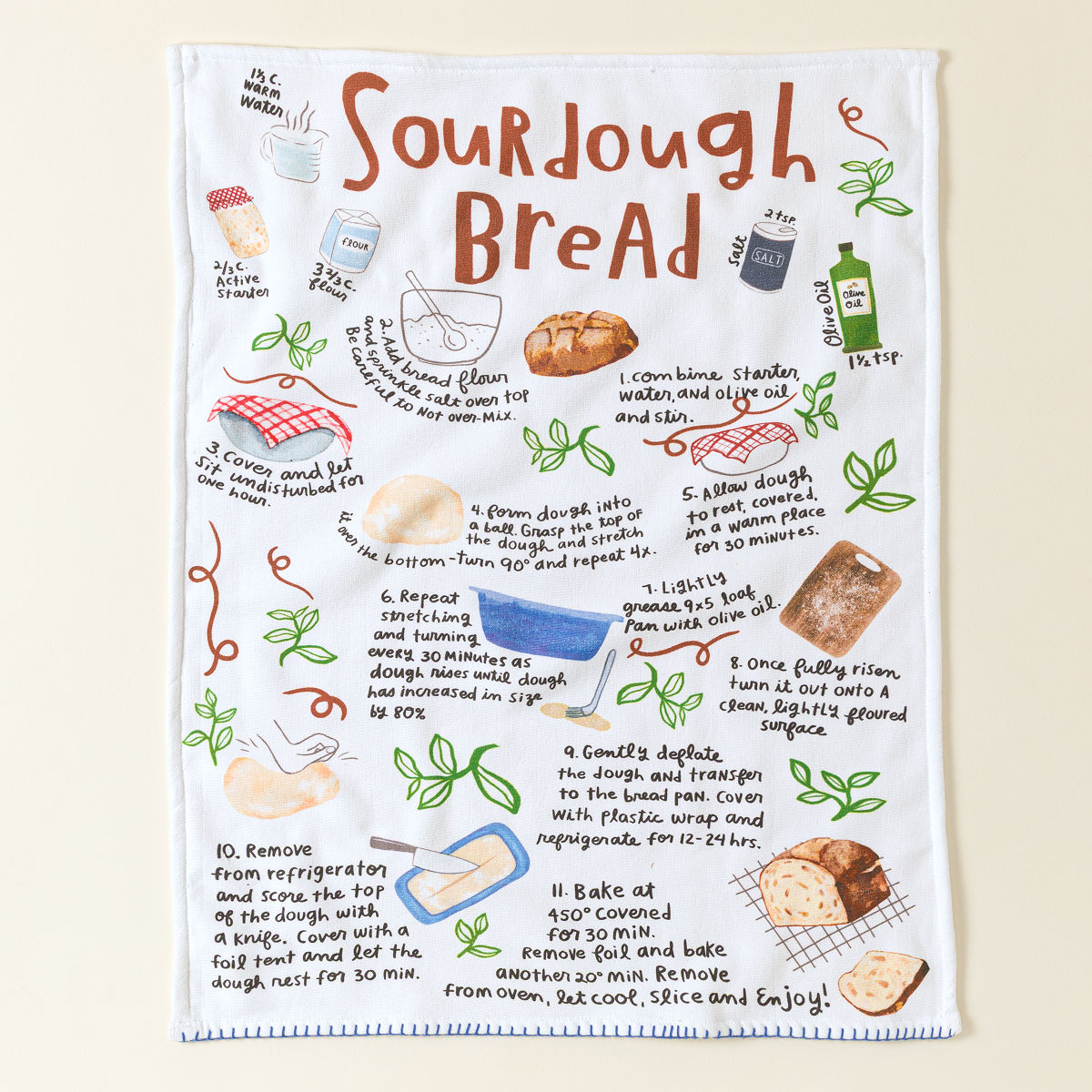 Uncommon Goods | Sourdough Recipe Dish Towel | sourdough tea towel
