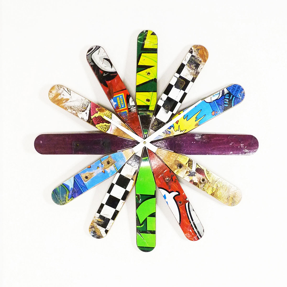 Uncommon Goods | Sunburst Skateboard Wall Clock | skateboard clock