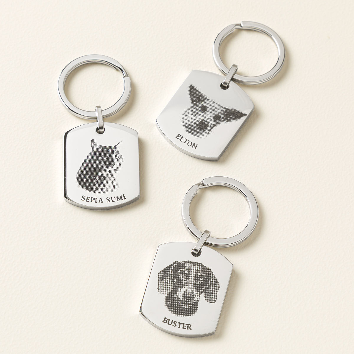 Uncommon Goods | Personalized Pet Portrait Key Chain | pet keychain
