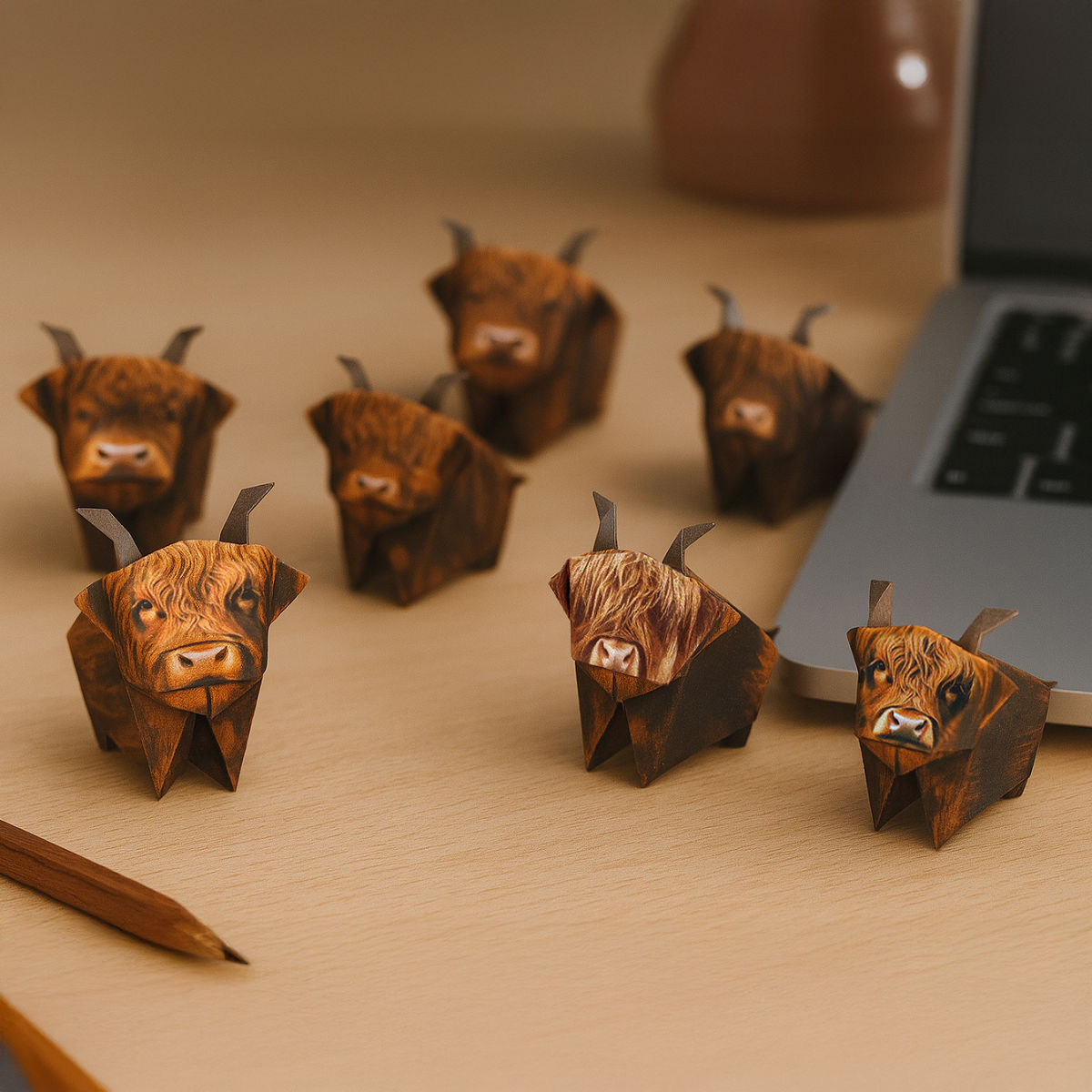 Uncommon Goods | Mini Highland Cows Paper Desk Herd | desk origami | A ...