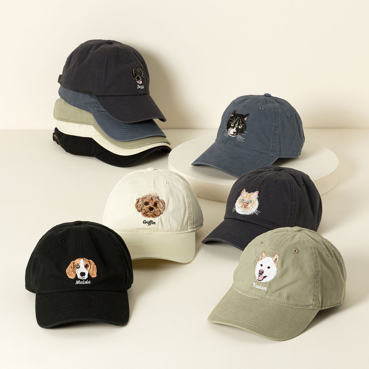 Uncommon Goods | Custom Pet Embroidered Hat | pet portrait baseball cap